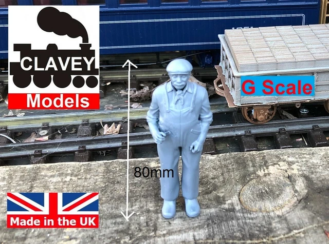 G SCALE LOCO Driver Bob Garden Rail People 1:22 Primed 80mm Figure £5. ...
