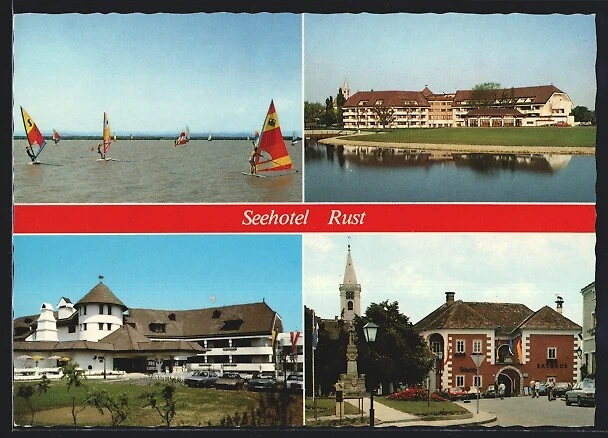 RUST AM SEE, das Seehotel, Rathaus, Segelboote, Ansichtskarte EUR 5,00 - PicClick FR