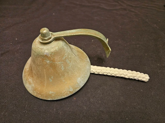 NAUTICAL VINTAGE BRASS Captain Ship's Bell Maritime W/Wall Bracket Boat ...