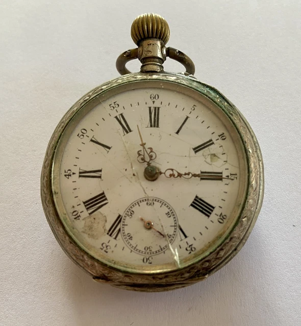 VINTAGE TASCHENUHR - Remontoir Cylindre 6 Rubis 800er Silber EUR 49,00 ...