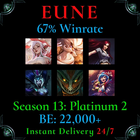 EUNE S13 PLAT LoL Acc League of Legends Smurf Mythmaker Irelia Red Card ...