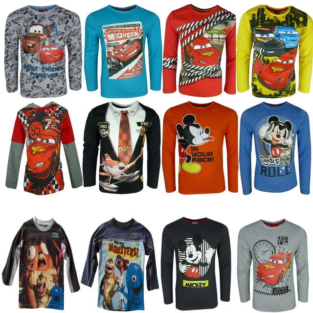 BOYS DISNEY CARS Mickey Mouse Planes Monsters Long Sleeve Top £8.49 ...
