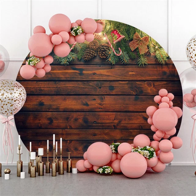WOODEN THEME MERRY Christmas Lights Circle Backdrop $37.94 - PicClick AU