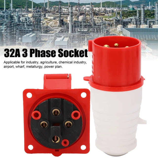 32A 3 PHASE Socket IP44 Industrial Plug Socket ABS Material For ...