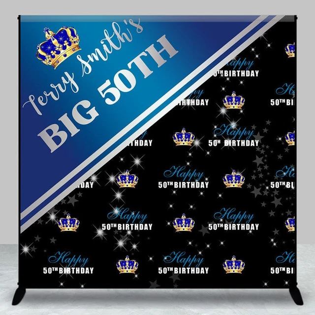 BLUE BLACK CROWN Custom 50th Birthday Repeat Backdrop $37.90 - PicClick AU