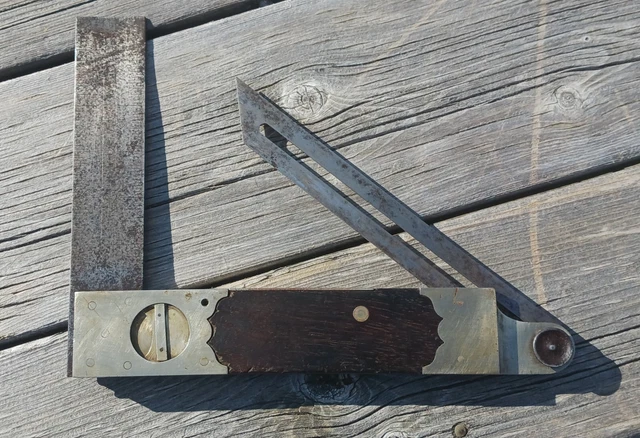 ANTIQUE RITCHIES PATENT Combination Square Level Folding Bevel Tool Pat ...