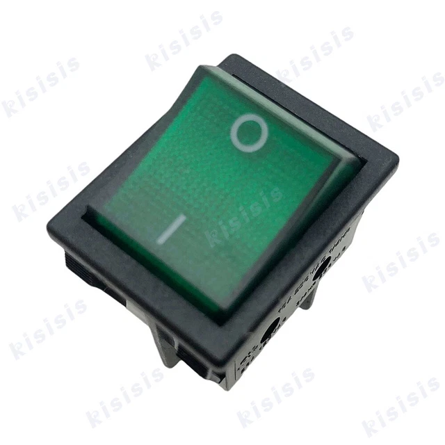 6 PIN CANAL R Series Rocker Switch Green Double Pole 20A 16A 125V 250V ...