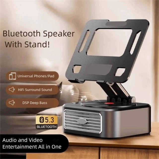 3 IN 1 Rotating Tablet Stand Speaker Bluetooth Speaker Foldable ...
