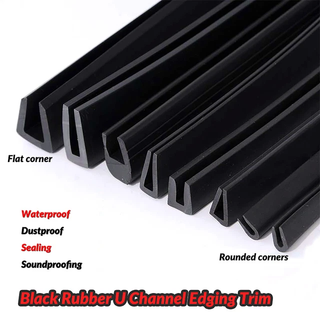 RUBBER U CHANNEL Edging Edge| Flexible Trim Seal| 1mm-16mm| Black U ...