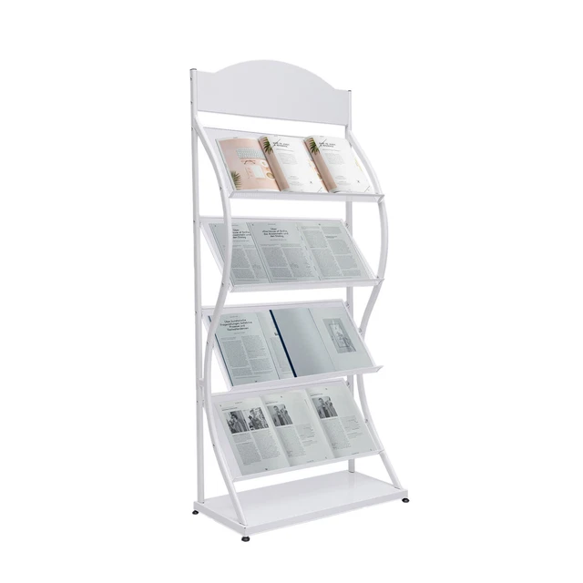 FLOOR-STANDING MAGAZINE RACK 4-Layer Iron Information Rack Storage Rack ...