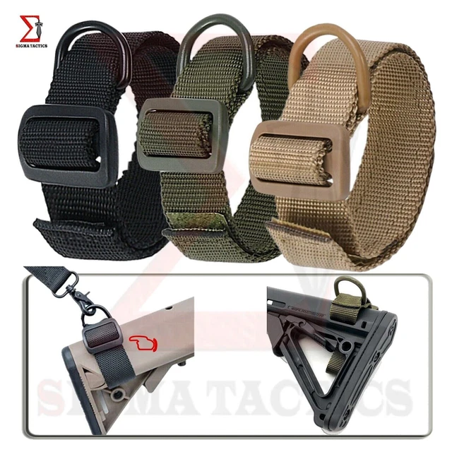 TACTICAL GUN SLING,ADJUSTABLE Rifle Buttstock Sling 1.25” Nylon with D ...