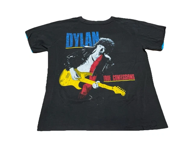 VINTAGE 80S BOB Dylan Tom Petty true confessions Tour Band T-shirt Size ...