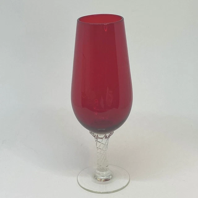 VINTAGE RUBY RED Glass TALL GLASS 7.25" £6.99 - PicClick UK