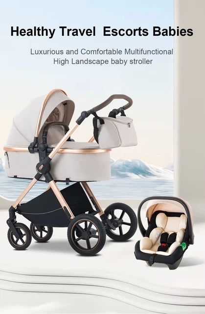 BABY STROLLER 3 in 1 Baby carriage Portable luxurious travel pram High ...