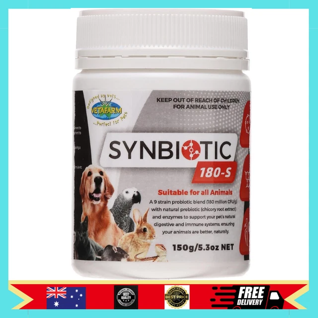VETAFARM 150G SYNBIOTIC 180-S for Pets, Dogs, Cats, Animals - 9 Strain ...