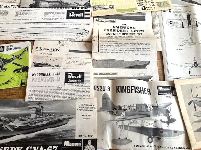 VINTAGE PLASTIC MODEL Kit Instructions-Large Collection-1 Box,Decals ...
