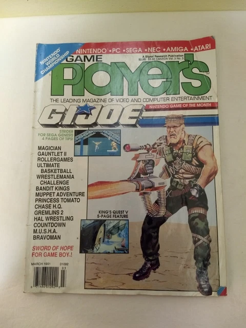 VINTAGE GAME PLAYER'S Video Game Magazine March 1991 GI Joe Strider ...