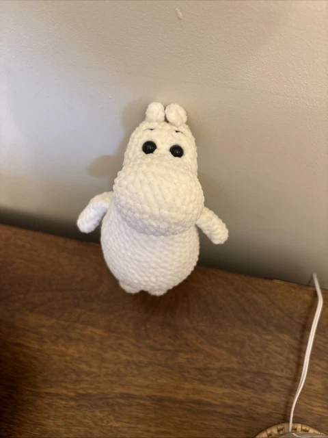 WHITE CROCHET MOOMIN Hippo Plush 8” Teddy Toy Vintage £19.99 - PicClick UK