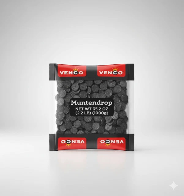 DUTCH VENCO MUNTENDROP Coins 1KG Liquorice Sweets Bulk Candy Authentic ...