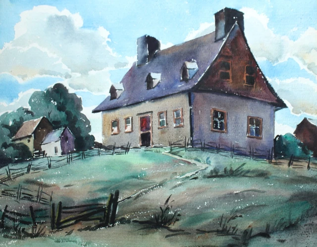 NY LISTED ARTIST RUTH HUDSON LEE 1875-1973 Watercolor Painting QUEBEC ...