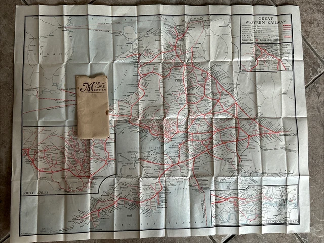 GREAT WESTERN RAILWAY GWR MAP England South Wales BIRMINGHAM c1930’s £9 ...