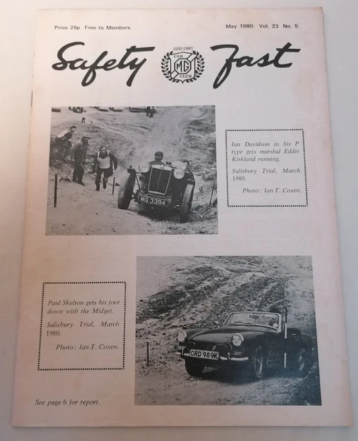 MAGAZINE - VINTAGE Safety Fast MG Car Club Magazine May 1980 Vol #23 No ...