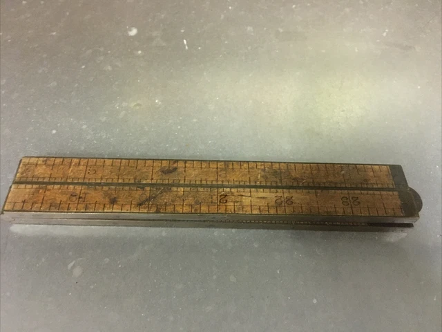VINTAGE STANLEY RULE & Level Co Folding Boxwood Ruler No 62 Brass 24 ...