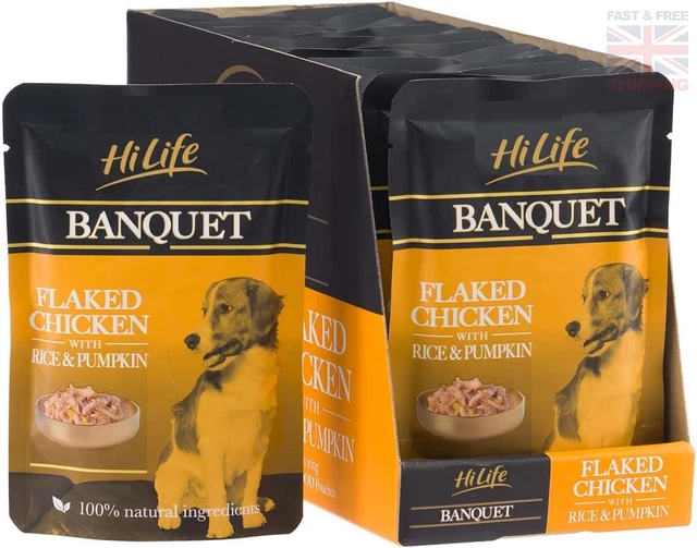 HILIFE BANQUET DOG Food Flaked Chicken with Rice and Pumpkin, 15 x 100 ...