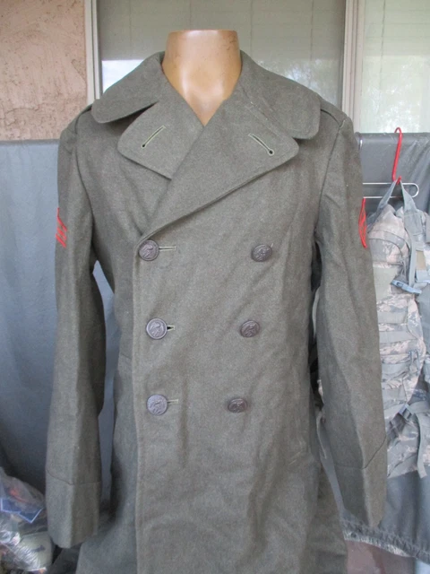 WWII USMC 1944 1945 Wool Enlisted Overcoat with Rank, Field Jacket ...