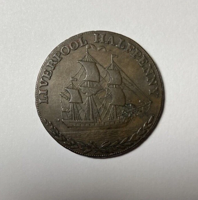 1791 LIVERPOOL 1/2 Penney Condor Token Nicer Circulated Condition £46. ...