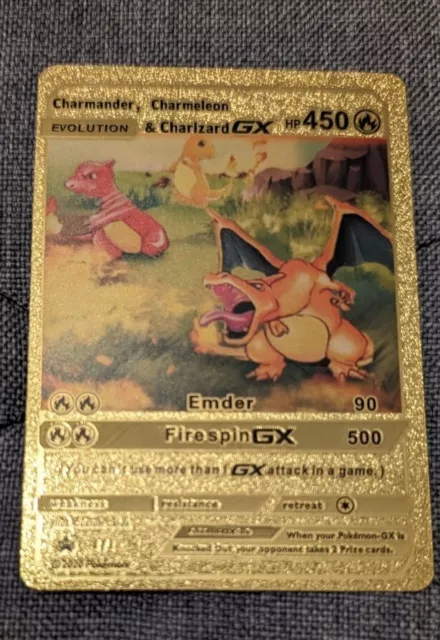 GOLD METALLIC CHARMANDER, Charmeleon & Charizard evolution Pokémon Card ...