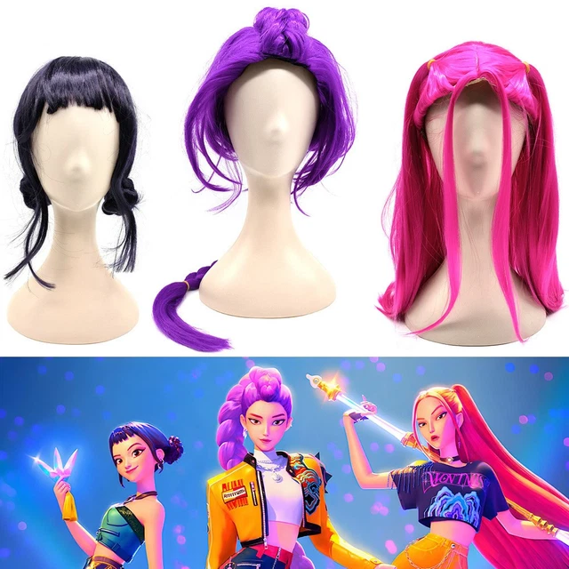 KIDS KPOP DEMON Hunters Rumi Zoey Mira Party Cosplay Hair Girls Book ...