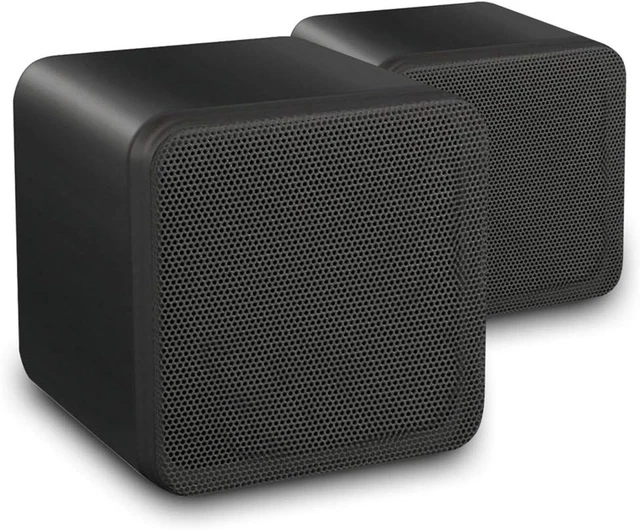 HIFI BOOKSHELF STEREO Speakers 80W Compact Cube Home Cinema Pair Black ...
