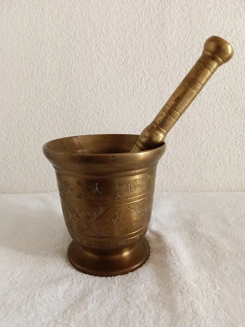 ANCIEN MORTIER EN Bronze Avec Son Grand Pilon Travail Du Maghreb 3 ...