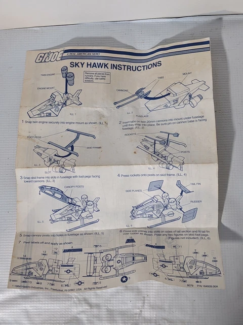 1985 GI JOE Cielo Hawk Vehículo Planos Instrucciones EUR 9,26 - PicClick ES