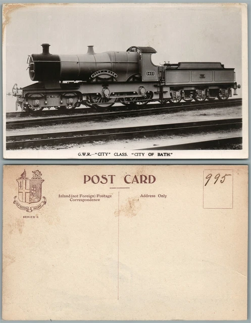 BRITISH RAILROAD G.W.R. City Class Train Antique Real Photo Postcard ...