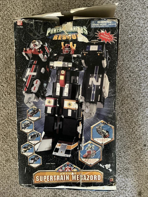 1999 POWER RANGERS Lightspeed Rescue Deluxe Super Train Megazord boîte ...