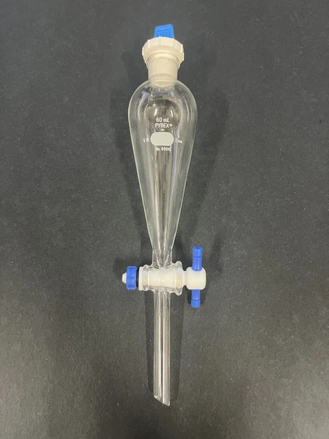 PYREX 6404-60 60ML Squibb Separatory Funnel with Stopcock and Stopper ...