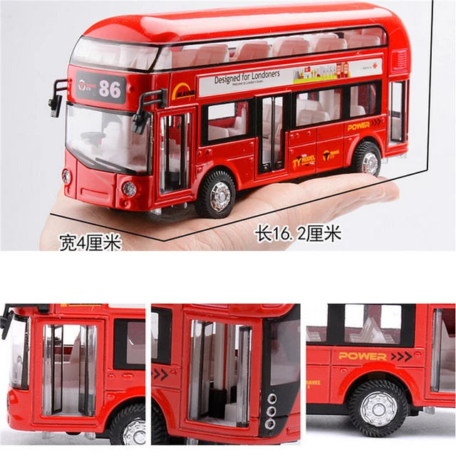 1:32 SIMULATION LONDON Double-Decker Sound Light City Tour Bus Toy ...