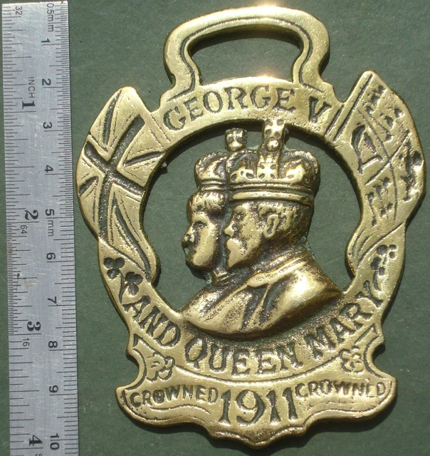 CAST HORSE BRASS: George V & Queen Mary, Free P&P, Royal Royalty brass ...