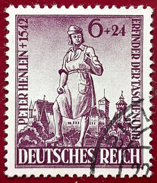 BRIEFMARKE DEUTSCHES REICH DR Peter Henlein Nürnberg Stempel Taschenuhr ...