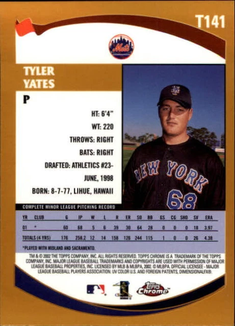2002 (METS) TOPPS Chrome échangé #T141 Tyler Yates recrue EUR 1,66 ...