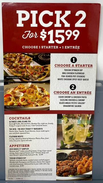 ORIGINAL 2013 TGI Fridays Restaurant Menu Jack Daniel's Whiskey Grill ...