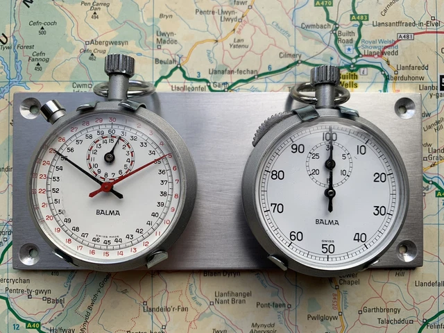 SWISS MECHANICAL STOPWATCH Set Rattrapante Dashboard Rally Timer £195. ...