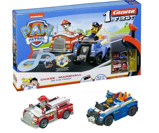 NICKELODEON CARRERA FIRST Paw Patrol Chase vs Marshall On The Track ...