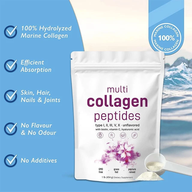 (TYPE I,II,III,V,X) MULTI Collagen Peptides Powder-Hydrolyzed Protein ...