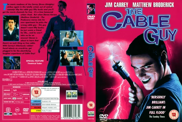 THE CABLE GUY DVD Comedy Jim Carrey Matthew Broderick Leslie Mann Jack ...