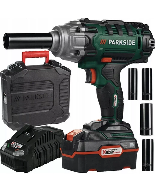 PARKSIDE 20V CORDLESS Vehicle Impact Wrench + 4Ah Battery & Charger + 4 ...