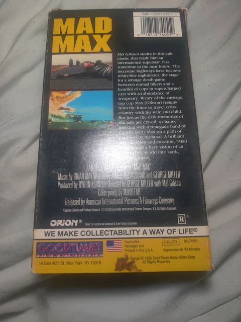MAD MAX (VHS movie) Mel Gibson Goodtimes home video-Good Condition £7. ...