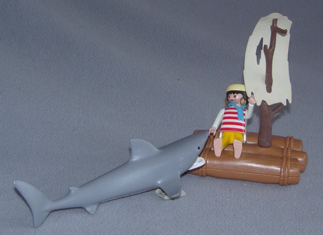 PLAYMOBIL CASTAWAY'S RAFT and Shark 3862 with Accessories VGC £16.99 - PicClick UK